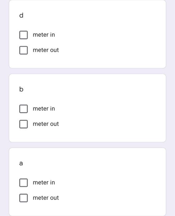 Solved Assign which type of meter (meter-in or meter-out) | Chegg.com