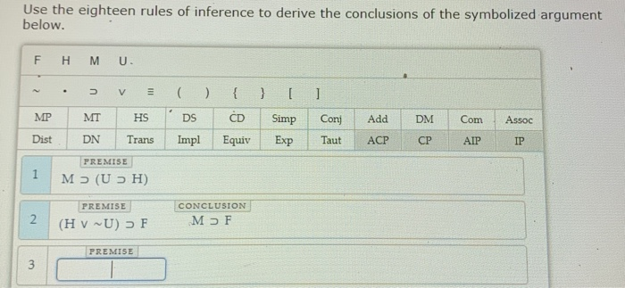 Solved Use the eighteen rules of inference to derive the | Chegg.com