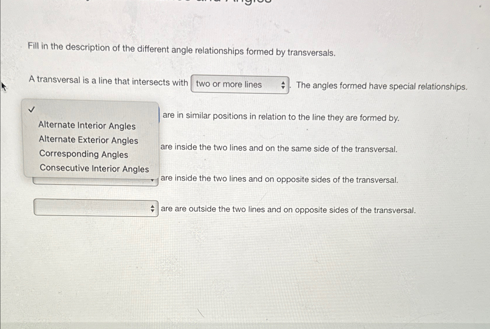 Solved Fill in the description of the different angle | Chegg.com