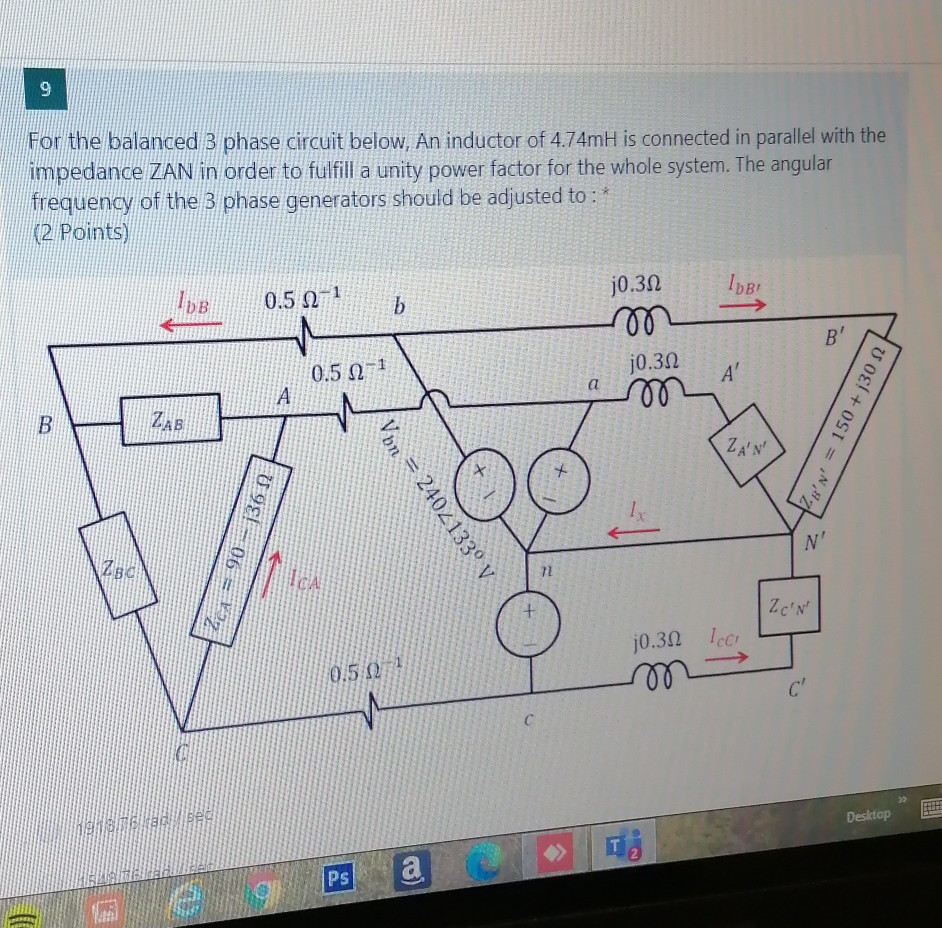 Solved 9 For the balanced 3 phase circuit below, An inductor | Chegg.com