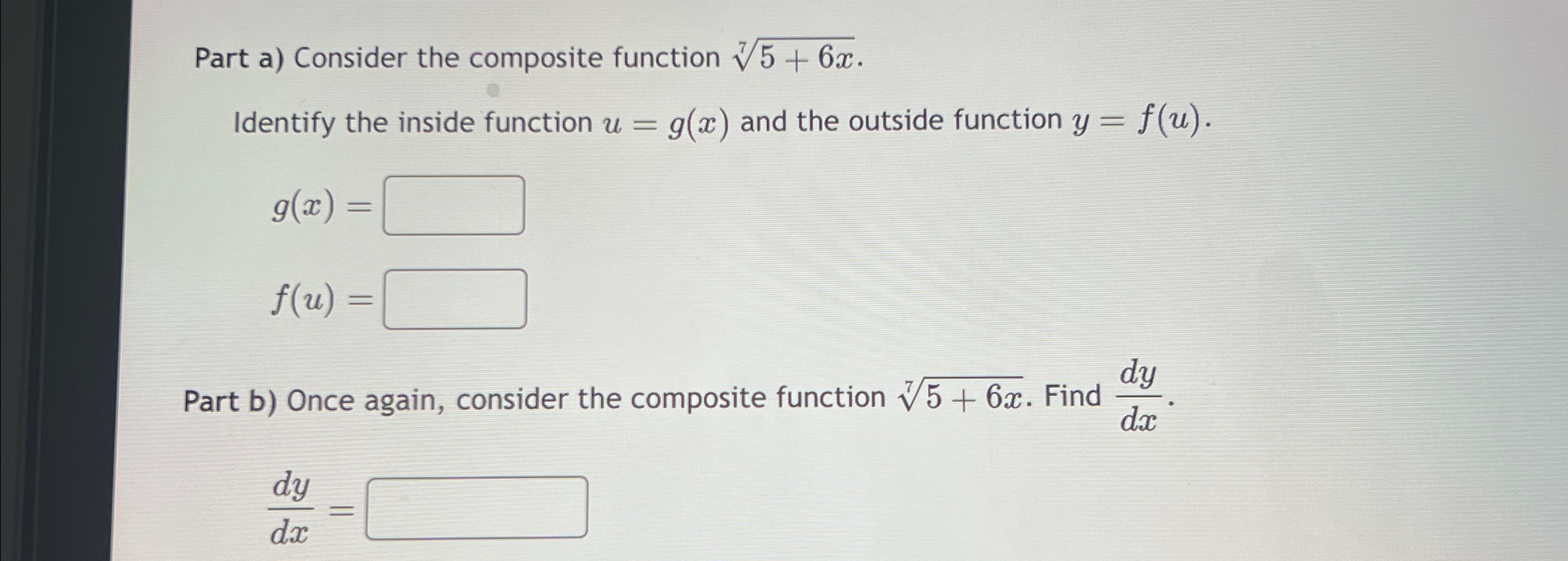 Solved Part a) ﻿Consider the composite function | Chegg.com