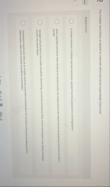 Solved The invisible hand theory as applied to corporate | Chegg.com