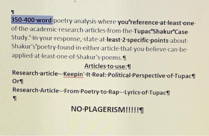 1 350-400-word poetry analysis where | Chegg.com