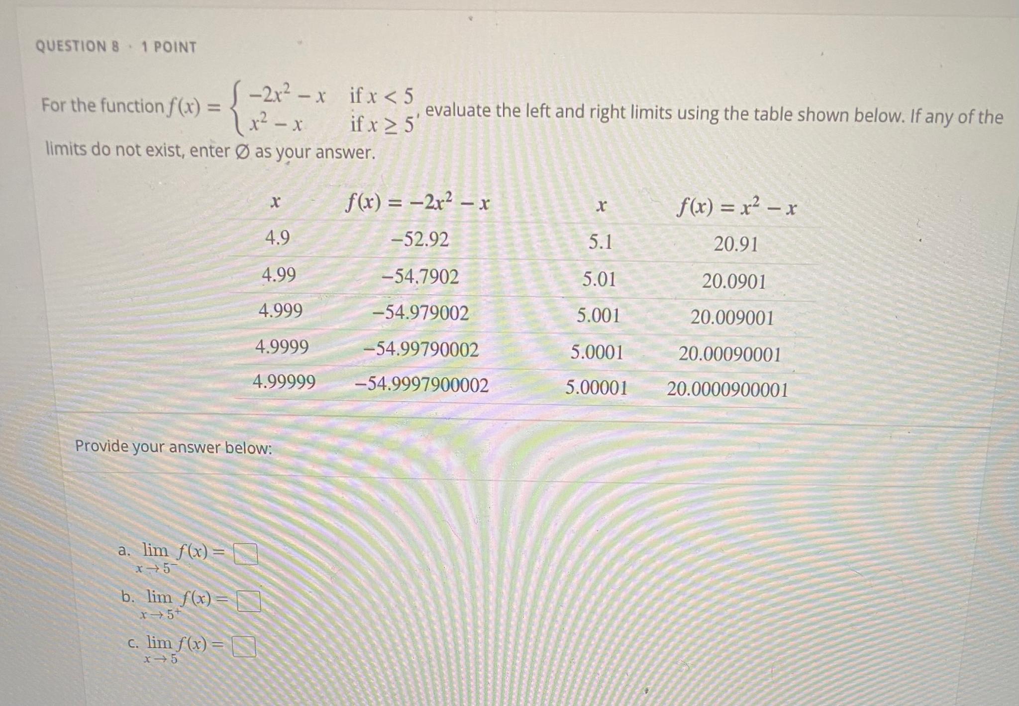 Solved For the function f(x)={-2x2-x if x