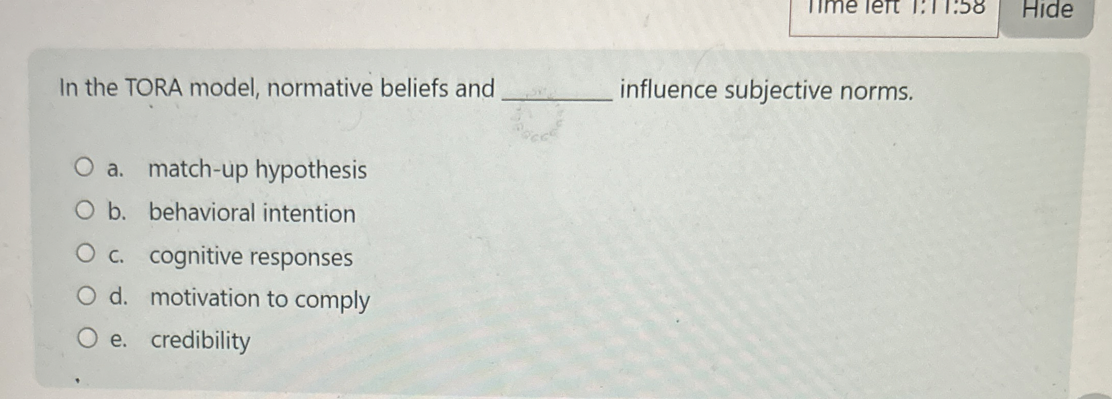 Solved In the TORA model, normative beliefs and ﻿influence | Chegg.com