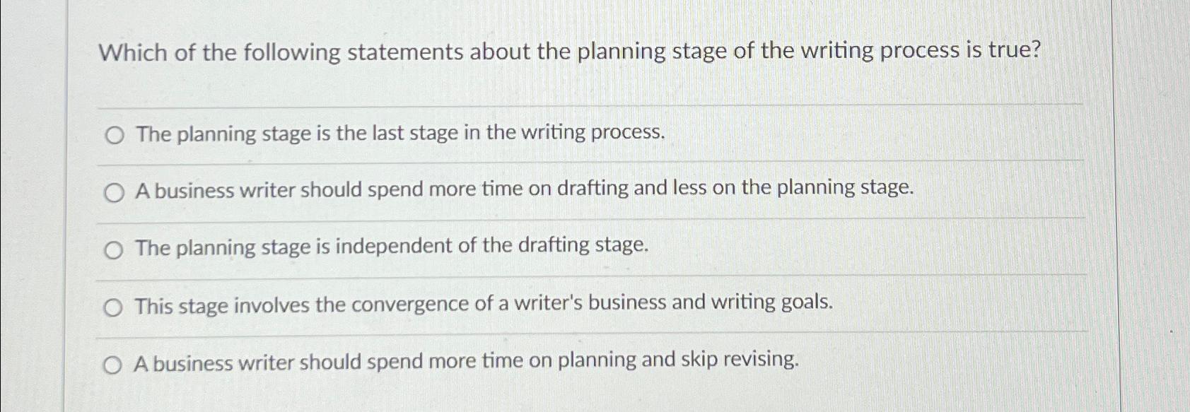 Solved Which of the following statements about the planning | Chegg.com