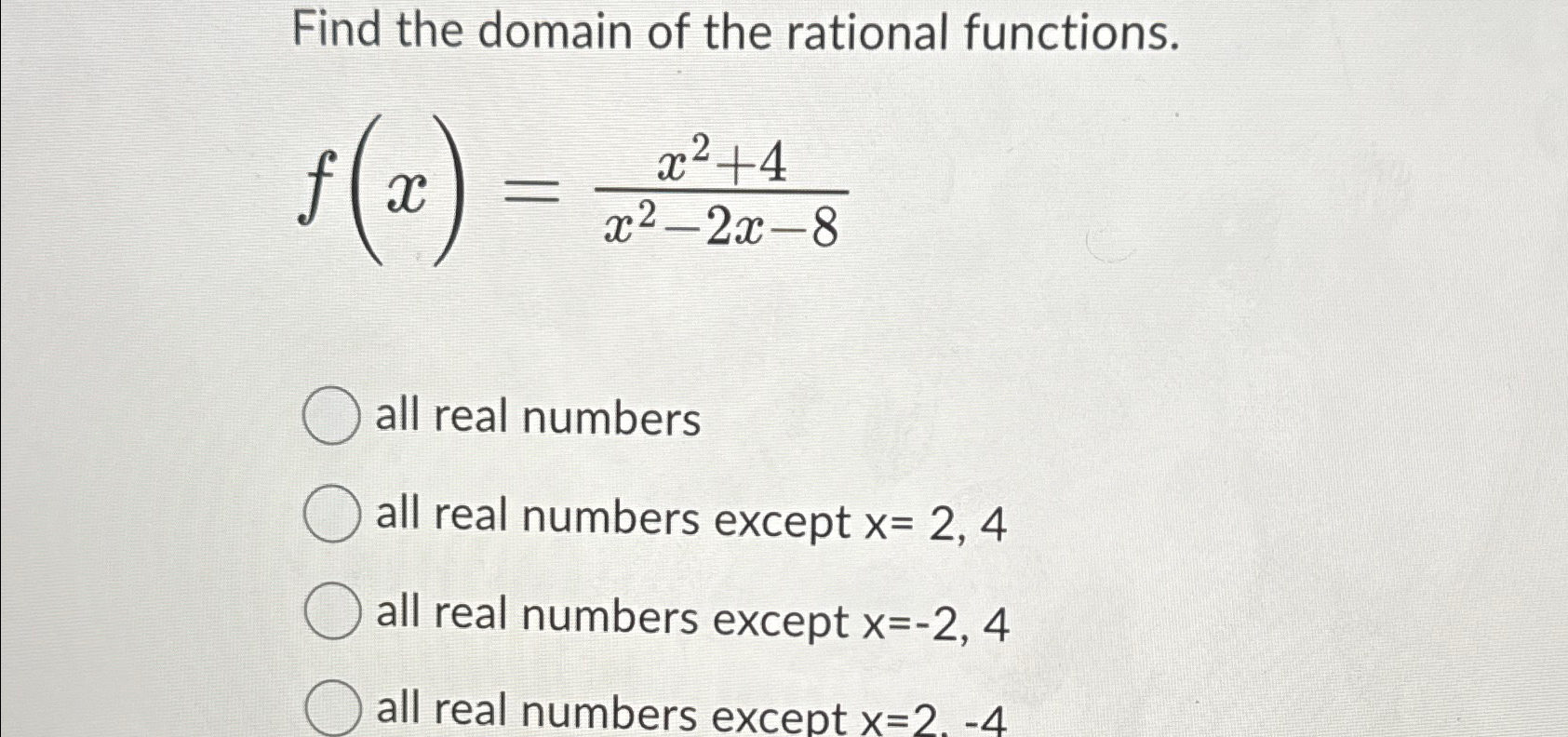 Solved Find the domain of the rational | Chegg.com