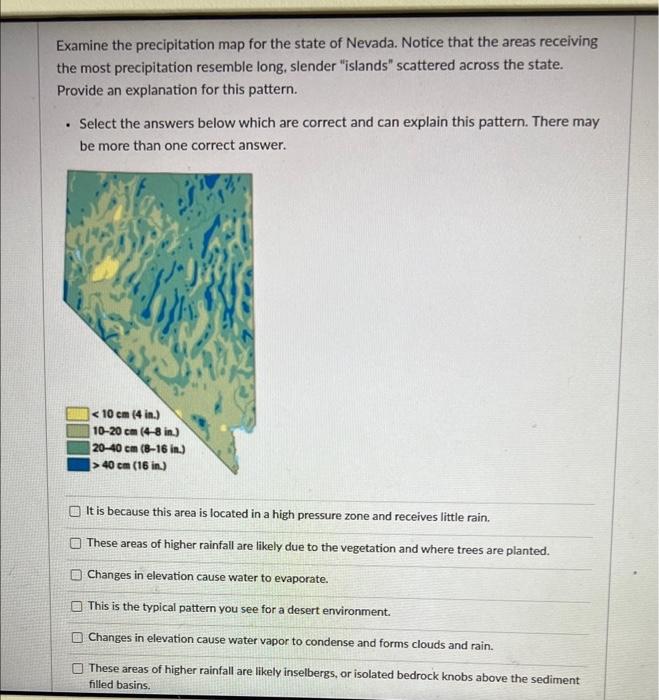 Solved Examine the precipitation map for the state of | Chegg.com