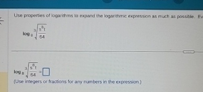 Solved Use properties of logarithms to expand the | Chegg.com