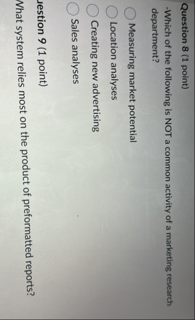 Solved Question 8 (1 ﻿point)-Which of the following is NOT a | Chegg.com