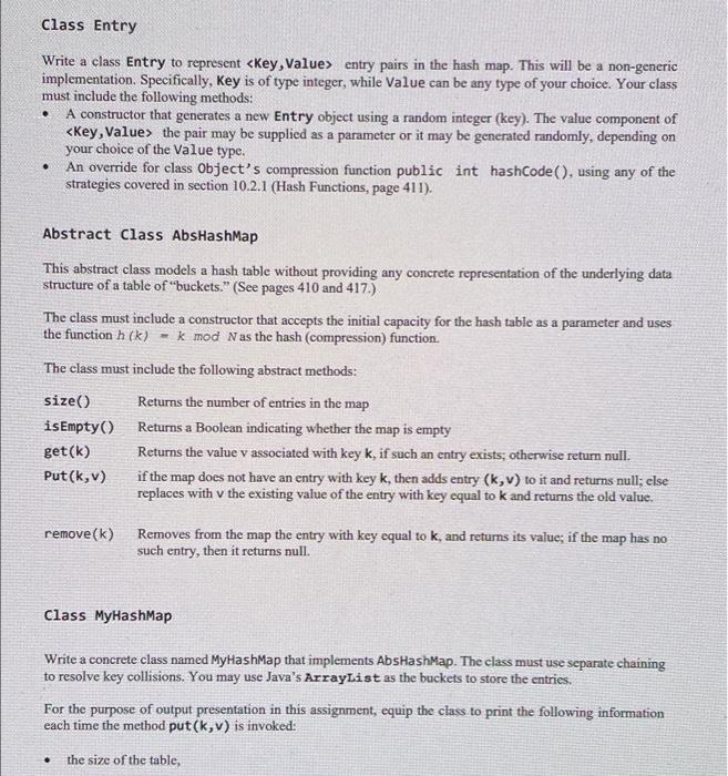 Solved in java implement a hash table that handles collisons | Chegg.com