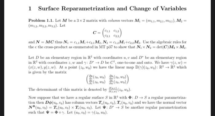 Solved 1 Surface Reparametrization and Change of Variables | Chegg.com