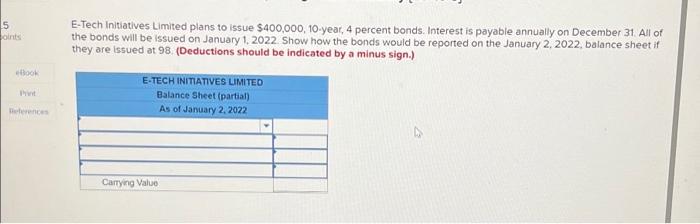 Solved 5 points eBook Print References E-Tech Initiatives | Chegg.com