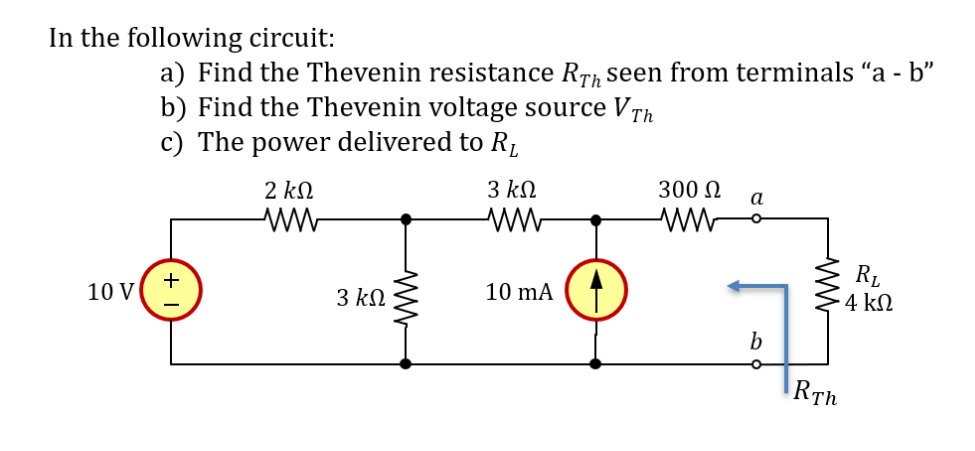 Solved In the following circuit: a) Find the Thevenin | Chegg.com