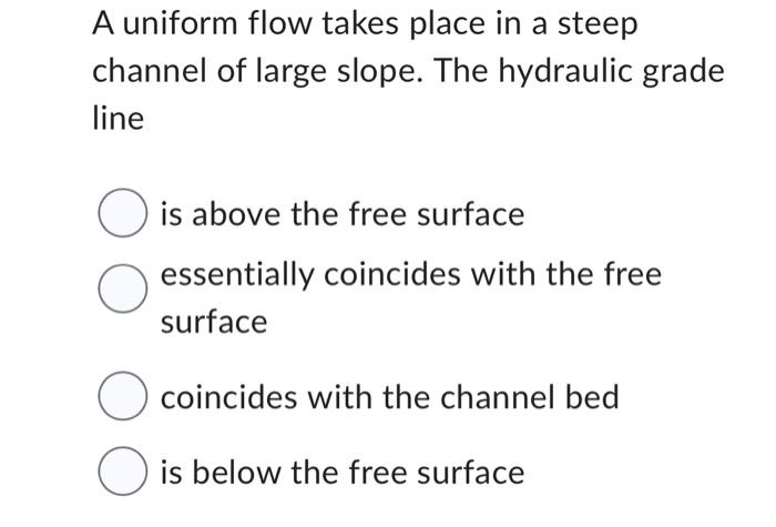 Solved A uniform flow takes place in a steep channel of | Chegg.com