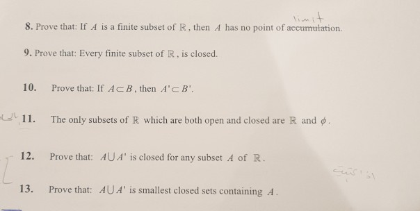 Solved 8. Prove that: If A is a finite subset of R. then A | Chegg.com