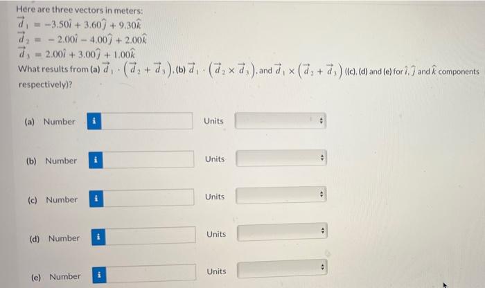 Solved Here are three vectors in meters: | Chegg.com
