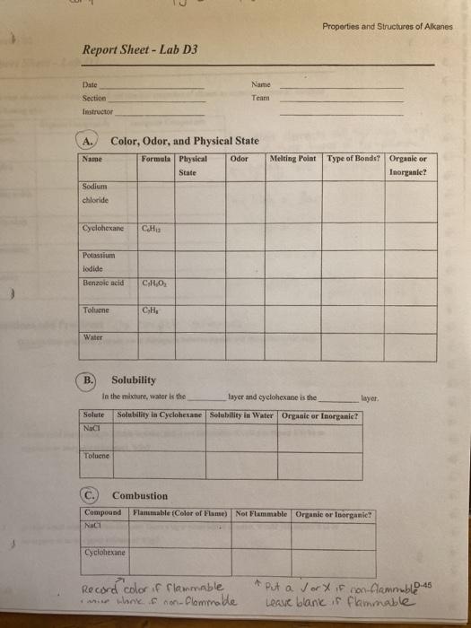 Solved Properties and Structures of Alkanes Report Sheet - | Chegg.com