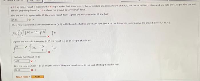 Solved A 0.2 kg model rocket is loaded with 0,65 kg of | Chegg.com
