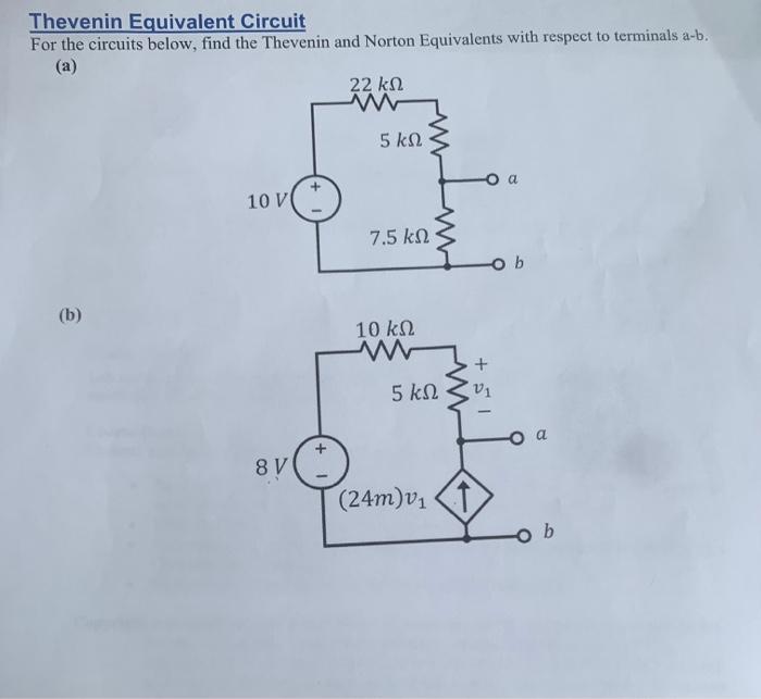 Solved Thevenin Equivalent Circuit For the circuits below, | Chegg.com