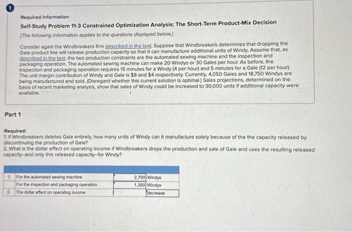 Solved Required information Self-Study Problem 11-3 | Chegg.com