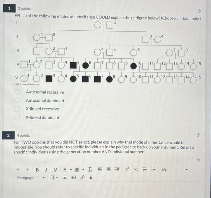 Solved Which of the following modes of inheritance COULD | Chegg.com