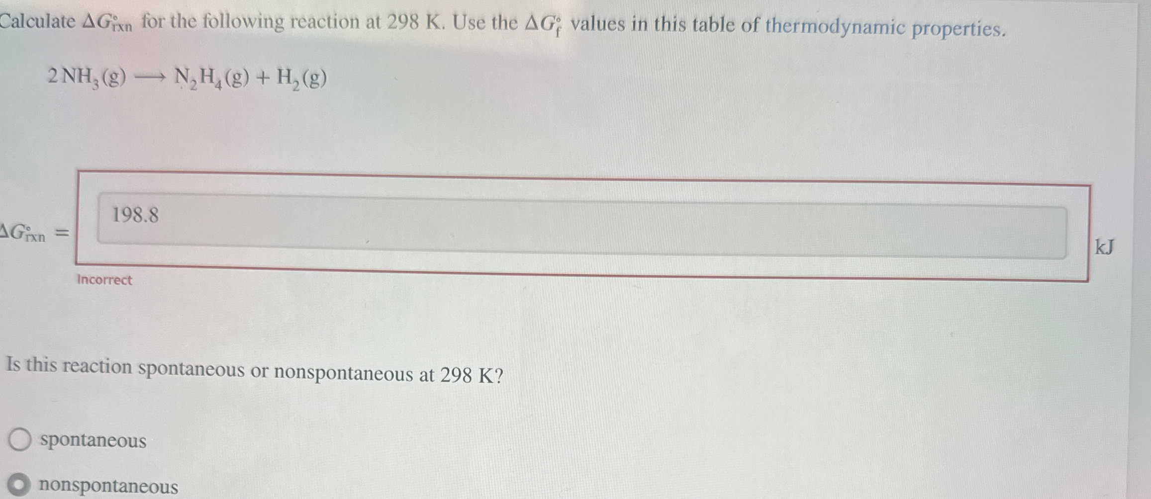 Solved Calculate ΔGrxn° ﻿for the following reaction at 298K. | Chegg.com