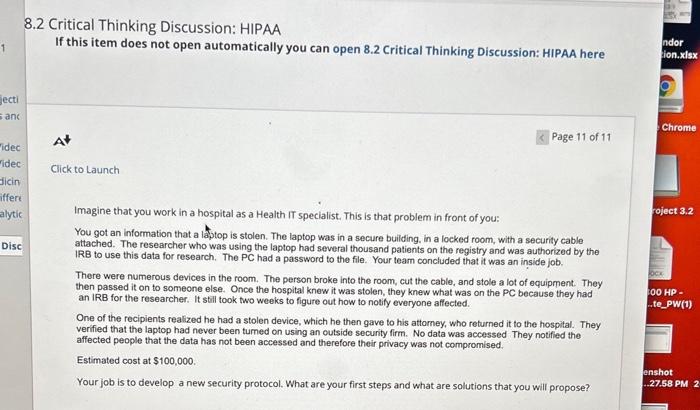 Solved 2 Critical Thinking Discussion: HIPAA If this item | Chegg.com