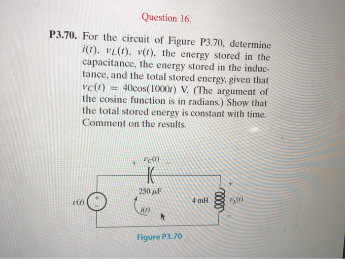 Solved Question 16. P3.70. For the circuit of Figure P3.70, | Chegg.com