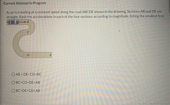 Solved Current Attempt in Progress A car travels at a | Chegg.com