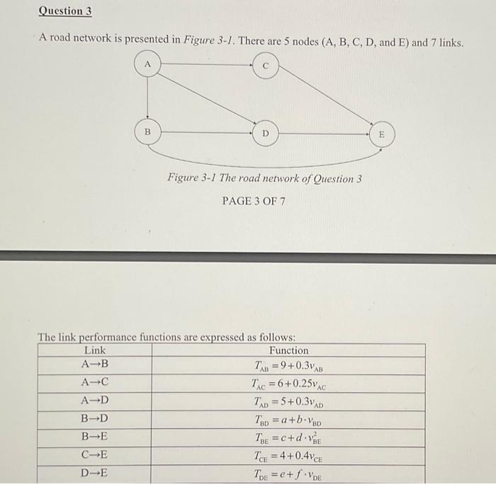 Solved A road network is presented in Figure 3-1. There are | Chegg.com