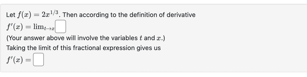 Solved Let f(x)=2x13. ﻿Then according to the definition of | Chegg.com