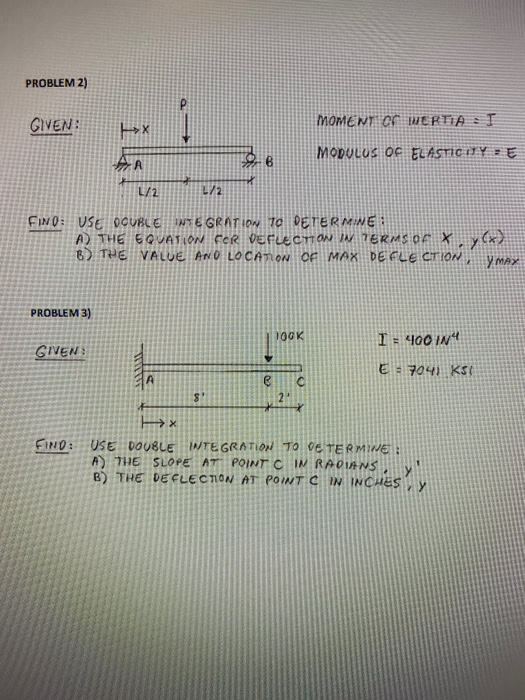 Solved PROBLEM 2) GIVEN: 1 MOMENT OR WERTIA EI > 0.6 MODULUS | Chegg.com