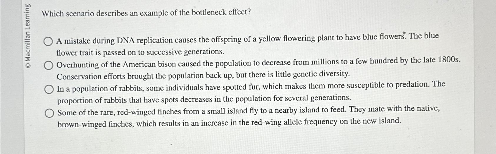 Solved Which scenario describes an example of the bottleneck | Chegg.com