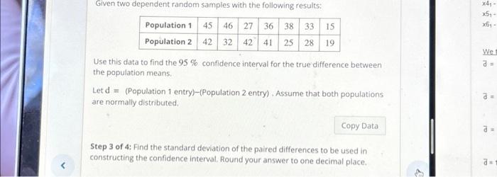 Solved Given two dependent random samples with the following | Chegg.com