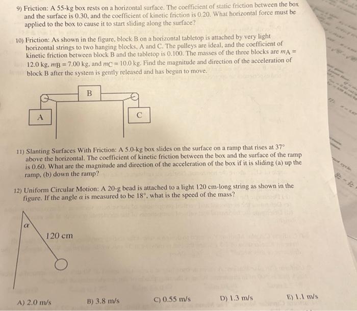 Solved 9) Friction: A 55−kg box rests on a horizontal | Chegg.com