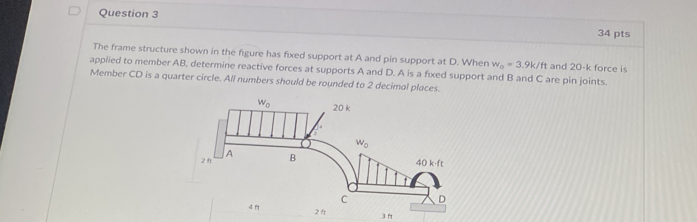Solved Question 334 ﻿ptsThe frame structure shown in the | Chegg.com
