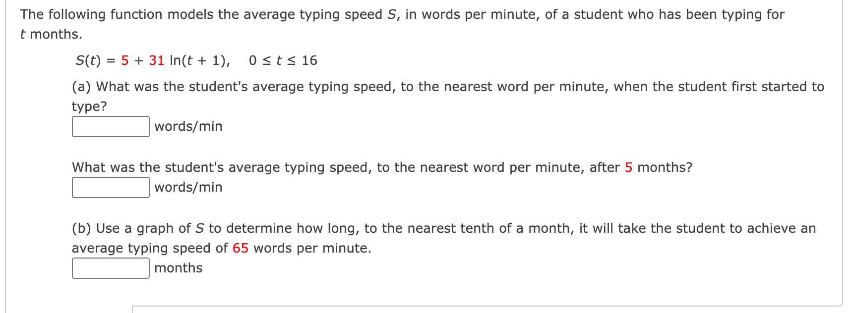 The following function models the average typing | Chegg.com