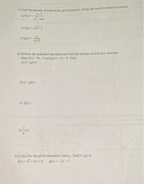 Solved 3) Find the domain of each of the given function. | Chegg.com