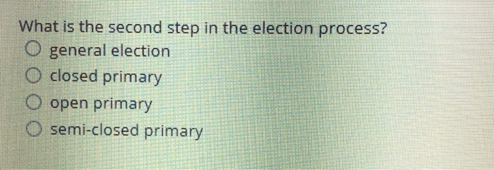 What is the second step in the election process? | Chegg.com