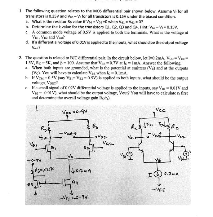 1. The following question relates to the MOS | Chegg.com