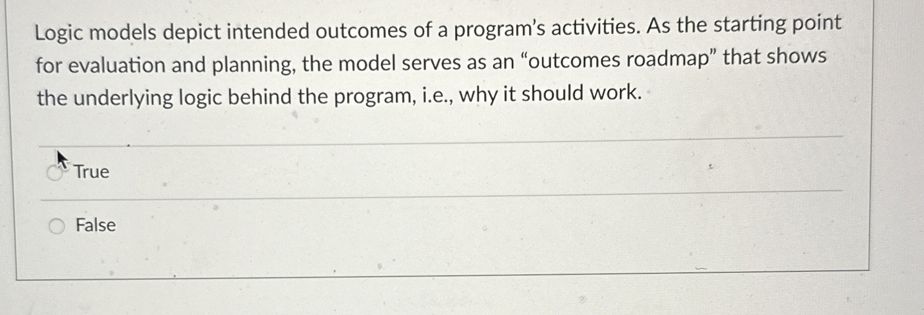 Solved Logic models depict intended outcomes of a program's | Chegg.com