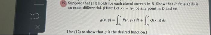 Solved 19. Suppose that (11) holds for cach closed curve γ | Chegg.com