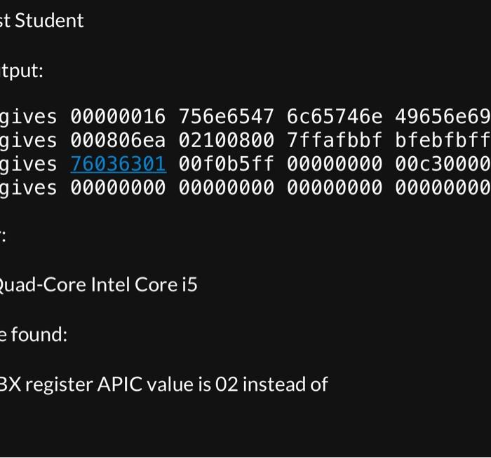 Solved ```c Cs516week1cpuid Sample Cpuid Program For 