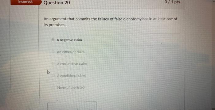 An argument that commits the fallacy of false | Chegg.com