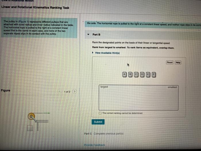 Solved Linear and Rotational Kinematics Ranking Task The | Chegg.com