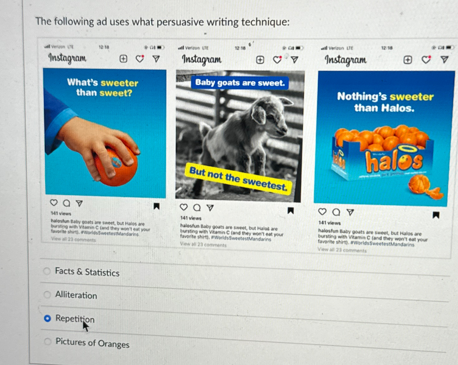 Solved The following ad uses what persuasive writing | Chegg.com