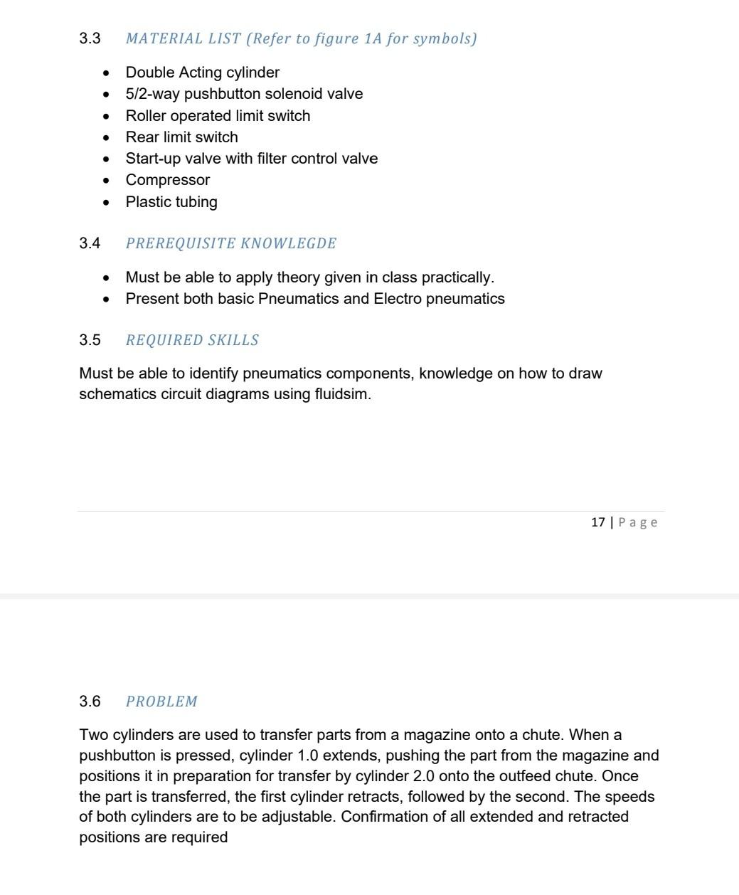 3.3 MATERIAL LIST (Refer to figure 1A for symbols) - | Chegg.com