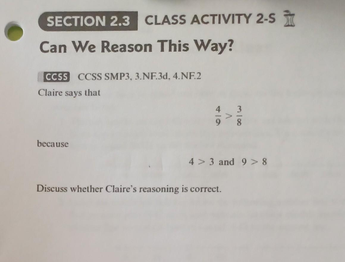 Solved SECTION 2.3 CLASS ACTIVITY 2-s Can We Reason This | Chegg.com