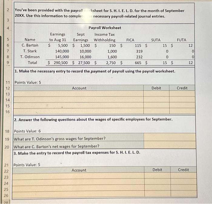 Solved You've been provided with the payroll 20XX. Use this | Chegg.com